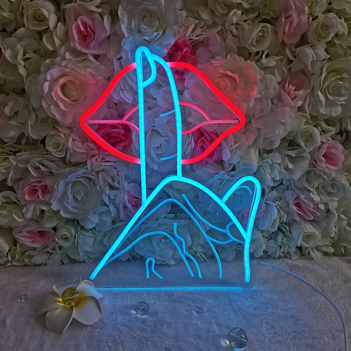 Lips Gesture Be Quiet Neon Sign NS035 - Home Decor - UniqueMy